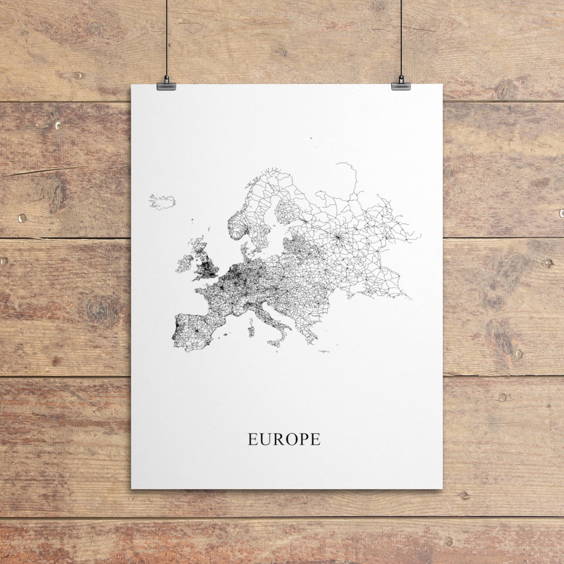 Europe map map poster map wall art minimalist map black | Etsy