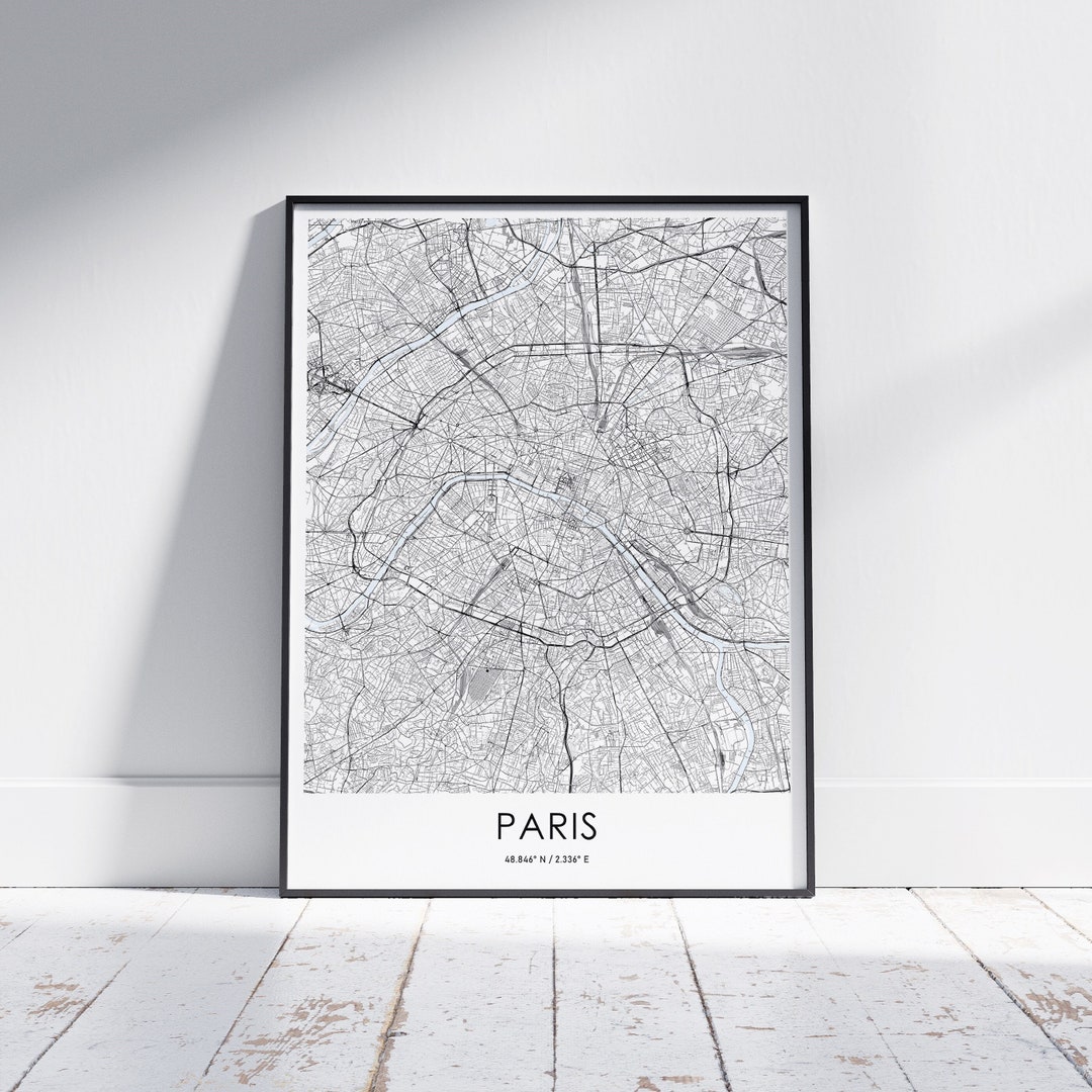 Paris City Map Detailed Street Names Digital Download - Etsy