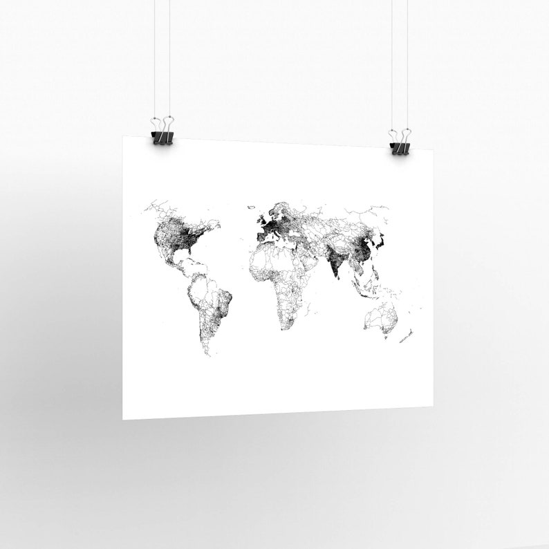 World Map print, map poster, wall art for office, minimalist wall art ...