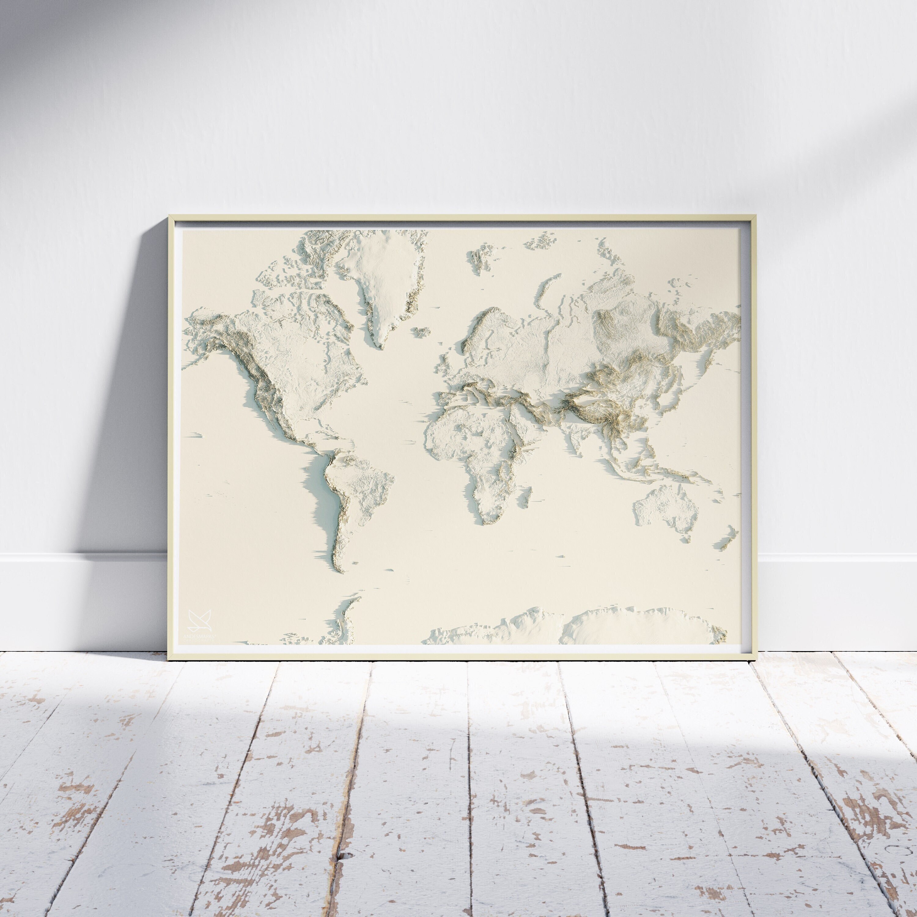 World Map Print, Relief Map, Map Poster, Map Print, Wall Art for Living ...