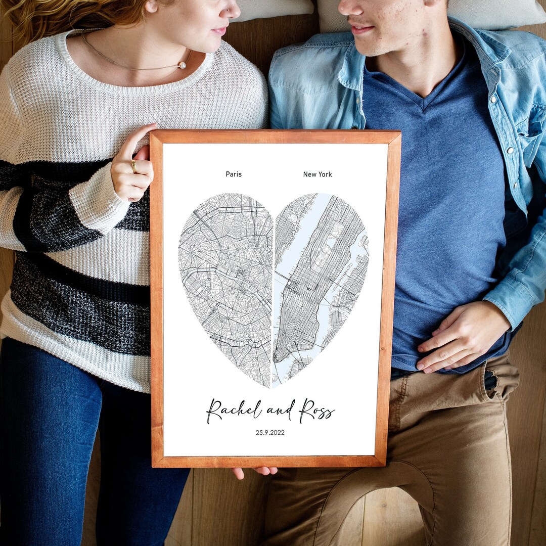 Personalized Heart Map, Engagement Gifts, Wedding Gifts, Anniversary ...