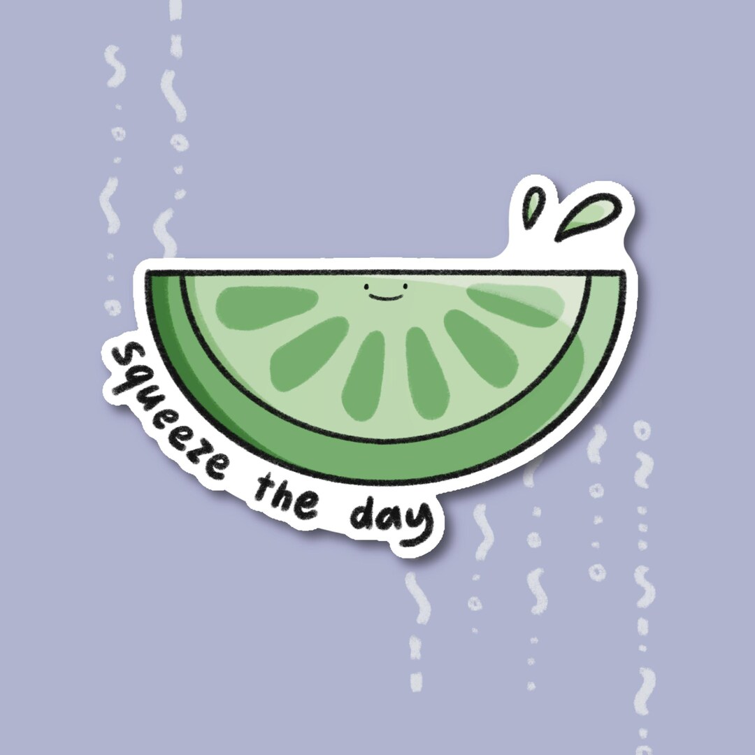 Squeeze the Day Vinyl Sticker - Cute Lime Food Pun Waterproof Decal ...