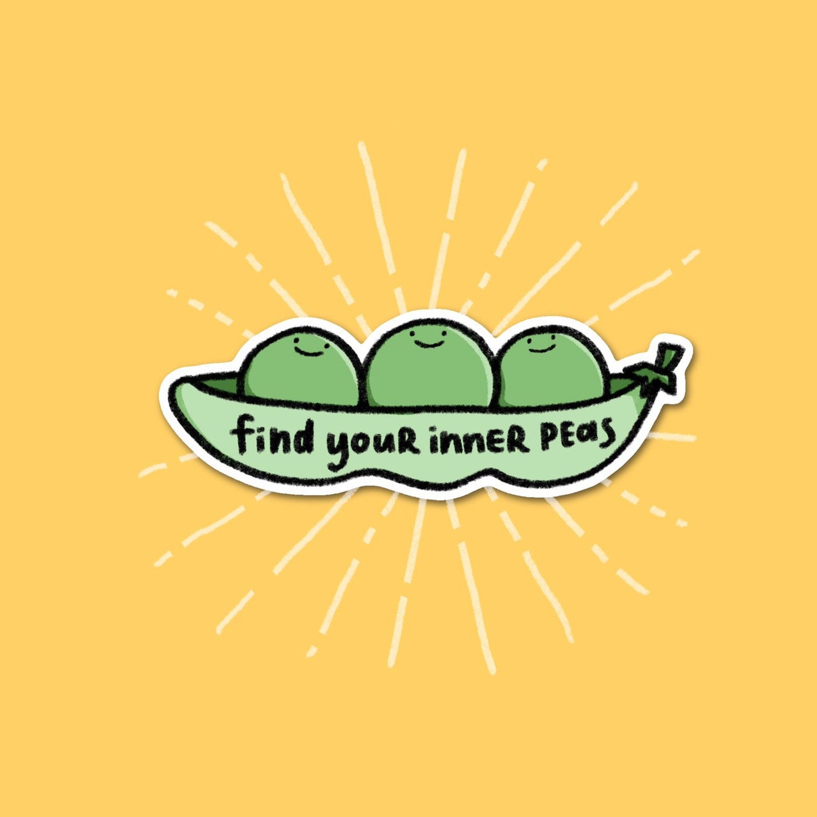 Find Your Inner Peas find Your Inner Peace Vinyl Sticker Cute Pun ...