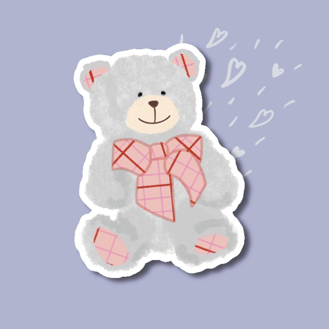Wendy Bear Vinyl Sticker - Cute Teddy Bear Sticker With Pink Bow | Cozy ...