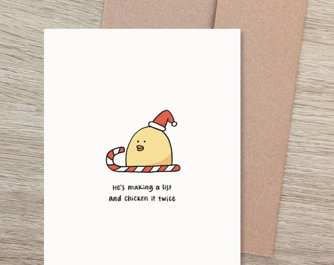 Mochi Chicken Christmas Card – Cute Chicken Pun Holiday Card, Candy ...
