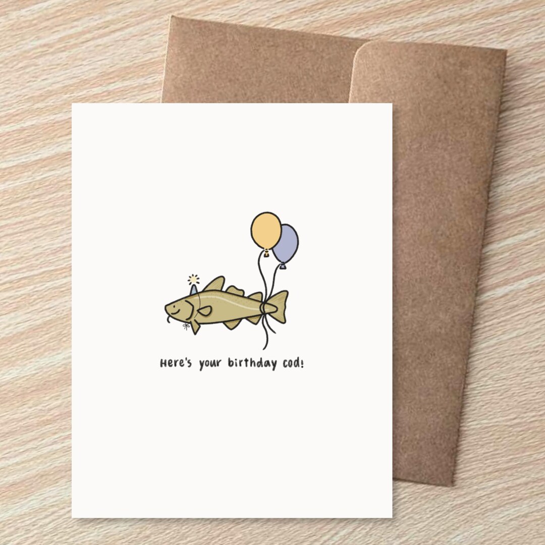 Funny Birthday Card | Here’s Your Birthday Cod Card Minimal Birthday ...