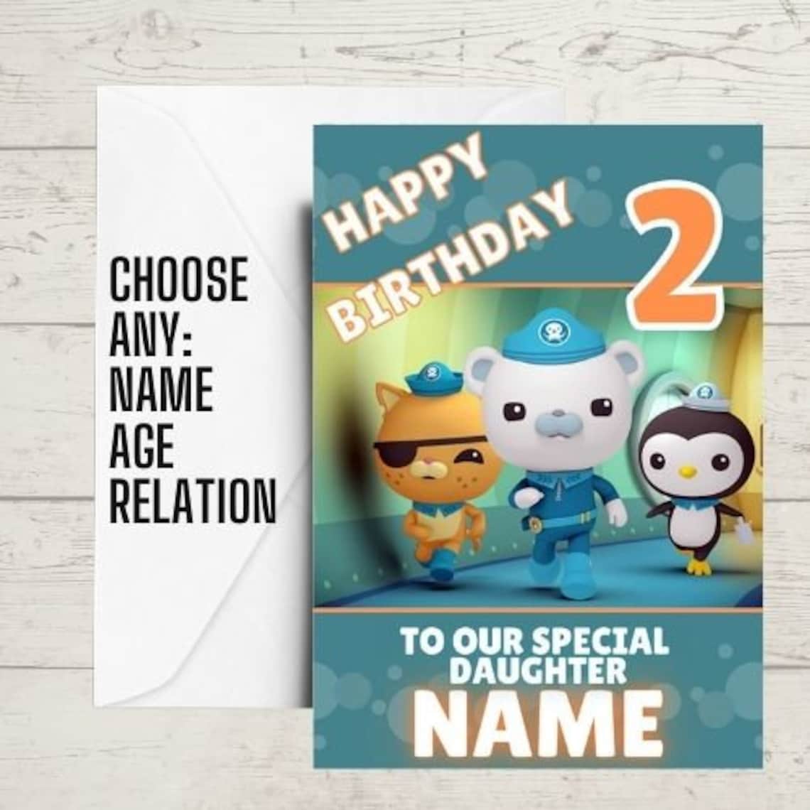 Kids birthday card octonauts birthday card personalised | Etsy