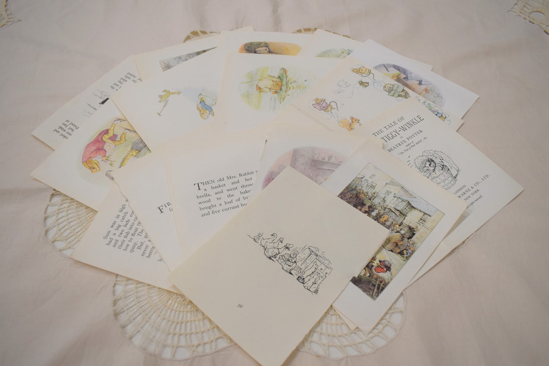 20 Sheets Vintage Peter Rabbit Book Pages, Ephemera for Junk Journal ...