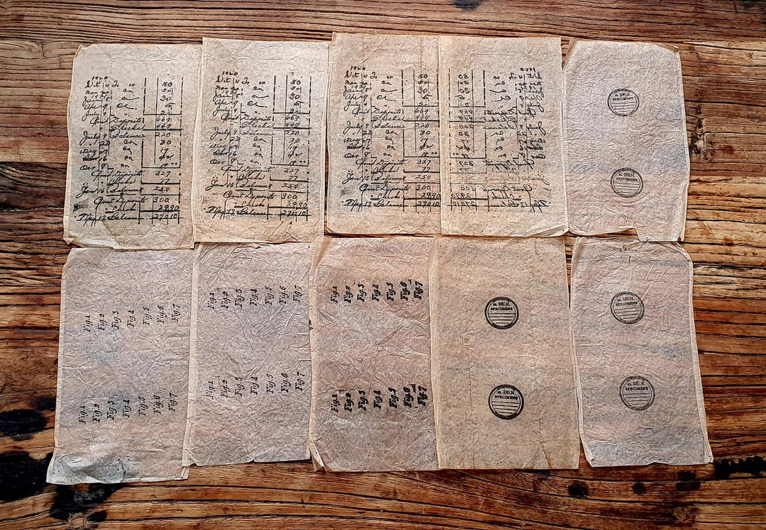 Ledger Script, Specimen Mark, Figure Marks. Tea Bag Art Pieces for Junk ...