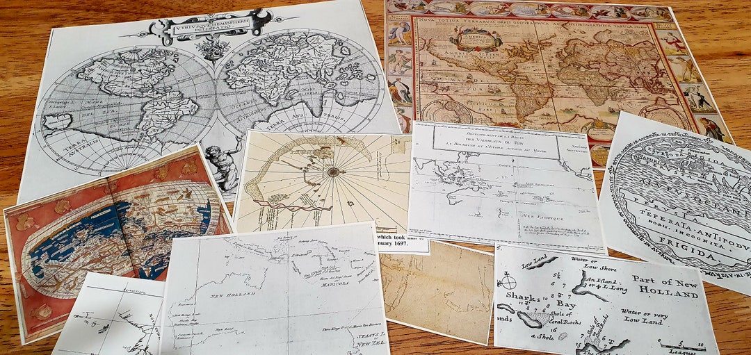 Old Map Illustrations Cut Outs for Junk Journal, Scrapbooking Ephemera ...