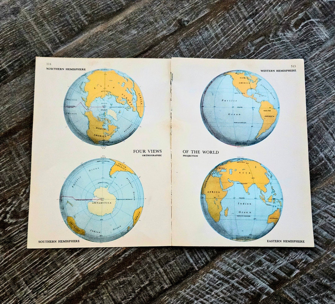 1970s World Map Pages Set for Junk Journal Scrapbooking, Decoupage ...