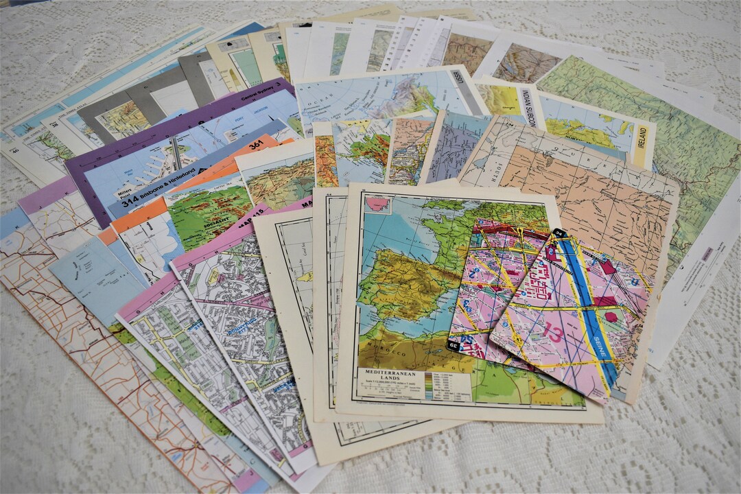30 Vintage Maps and Atlas Pages for Scrapbook Junk Journal Ephemera ...