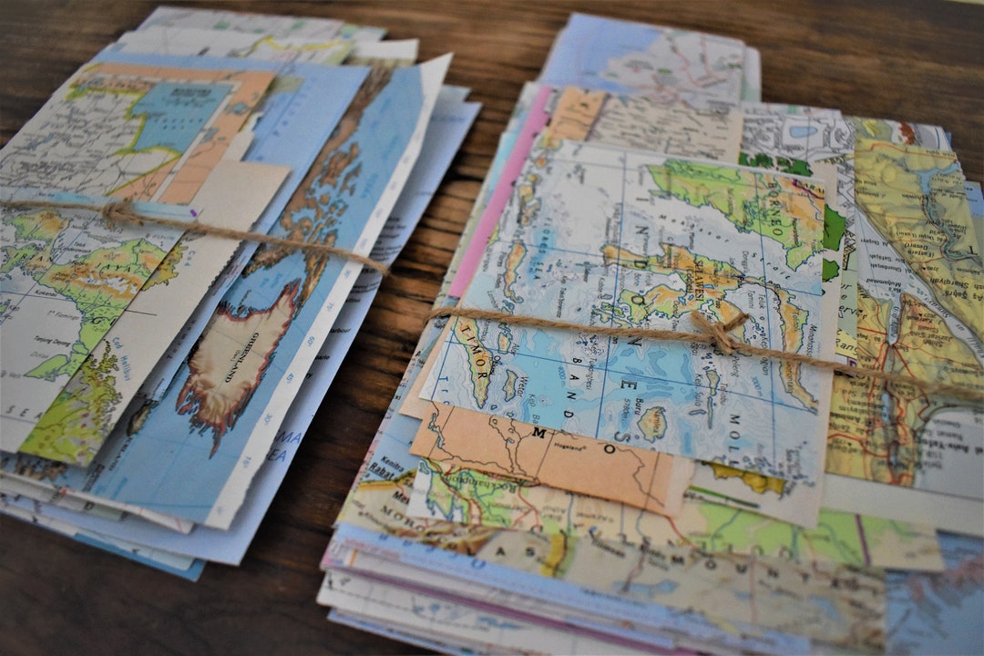 50x Scrap Map Pieces. Vintage Paper Map Grab Bag for Junk Journal ...