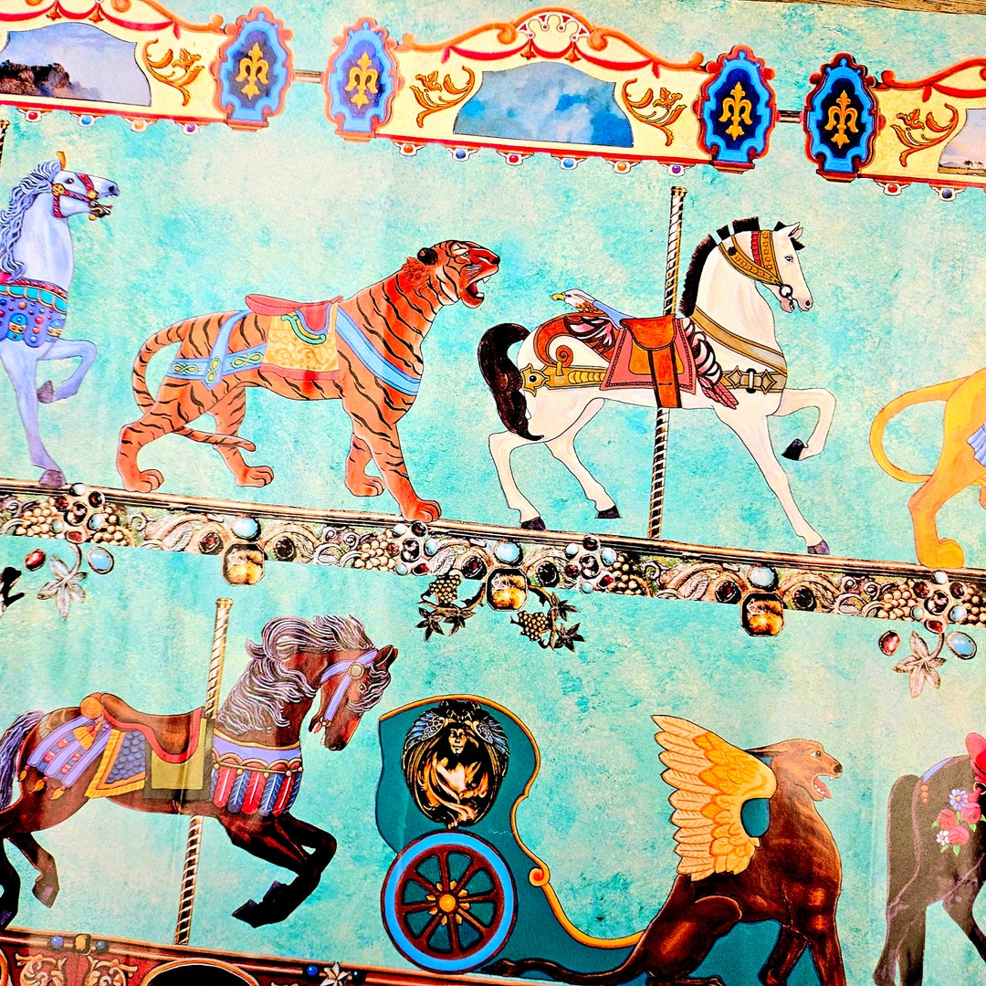 1990s Vintage Craft Paper. Merry Go Round, Carousel Pattern Decorative ...