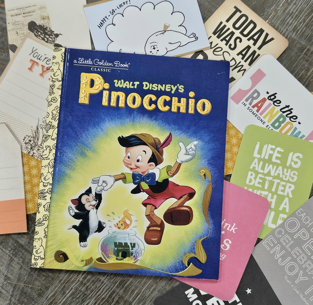 Pinocchio Little Golden Book Journal Kit: Vintage Ephemera Bundle ...