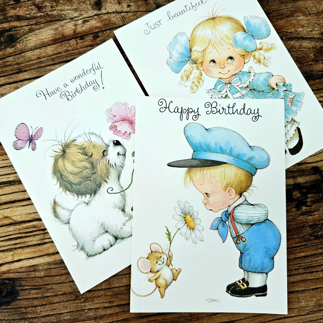 Ruth Morehead, Birthday Greeting Cards. Set of 3, Unused Vintage Cards ...