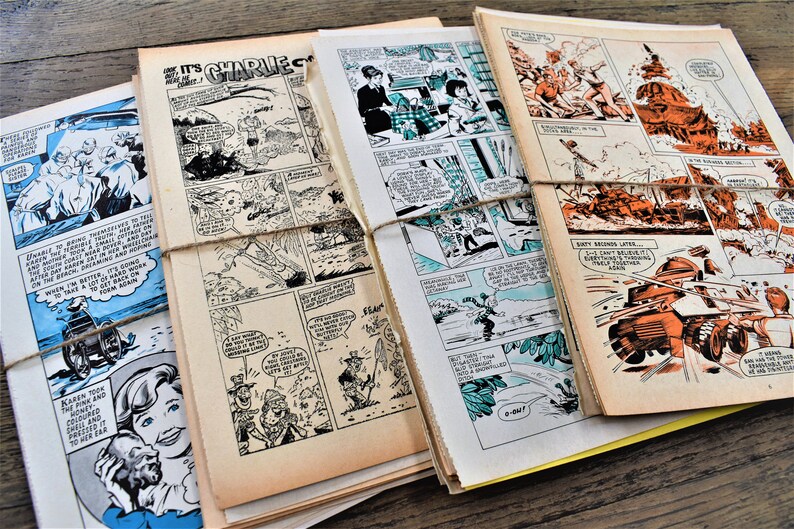 1950s Vintage Comic Book Pages: Mixed Media Ephemera (10pc) - Etsy