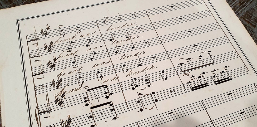 1920s Hand Written Vintage Sheet Music With Lyrics. Double Sided Sheet ...