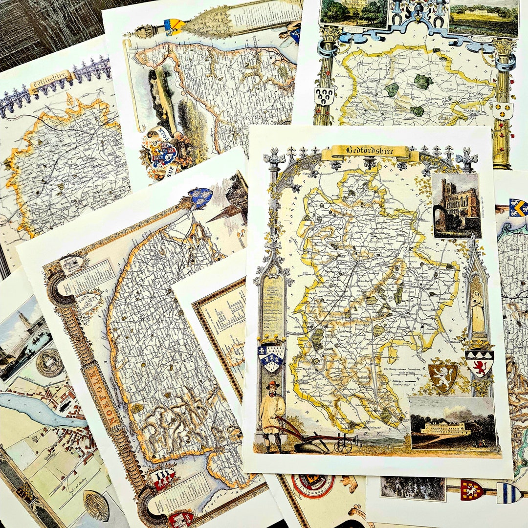 Old Country England Maps Pages for Scrapbook Junk Journal Ephemera. Art ...