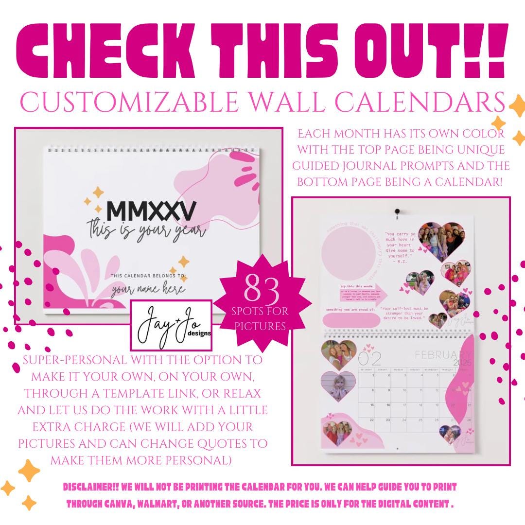 Personalized Wall Calendar Template - Etsy
