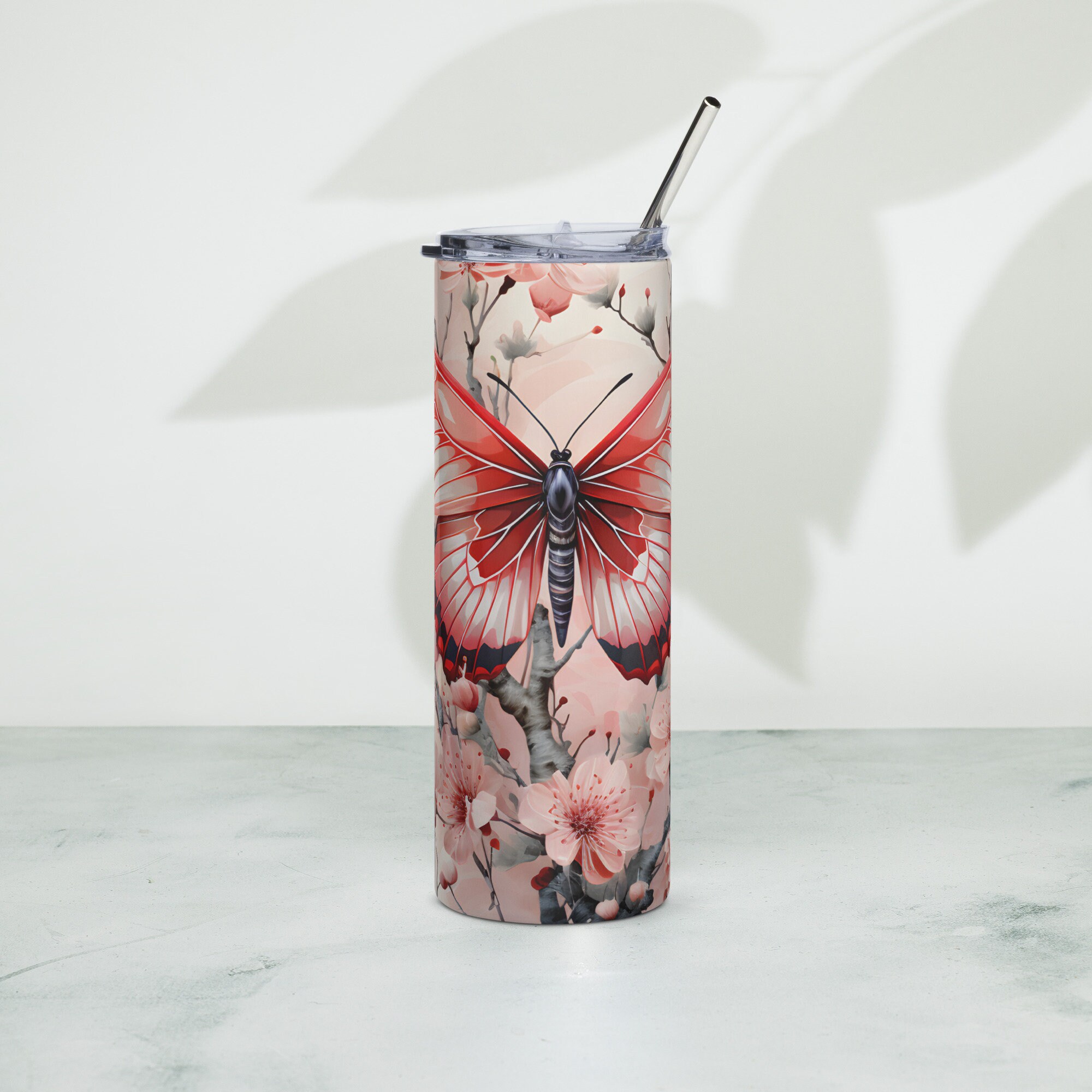 Pink Luna Moth Stainless Steel Tumbler Butterfly - Etsy