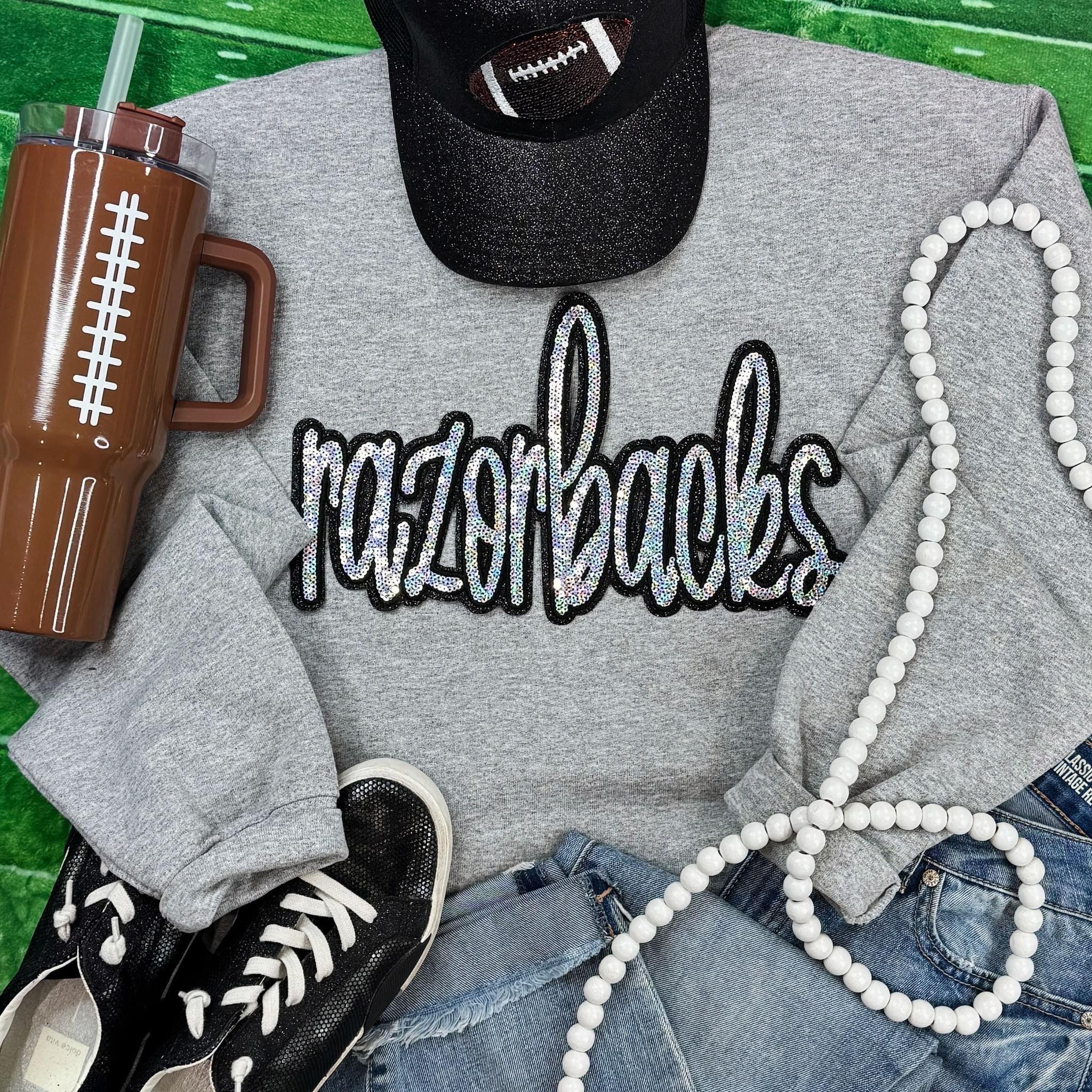 Razorbacks Sequin Shirt, Sweatshirt, School Mascot, Sequin Patch ...