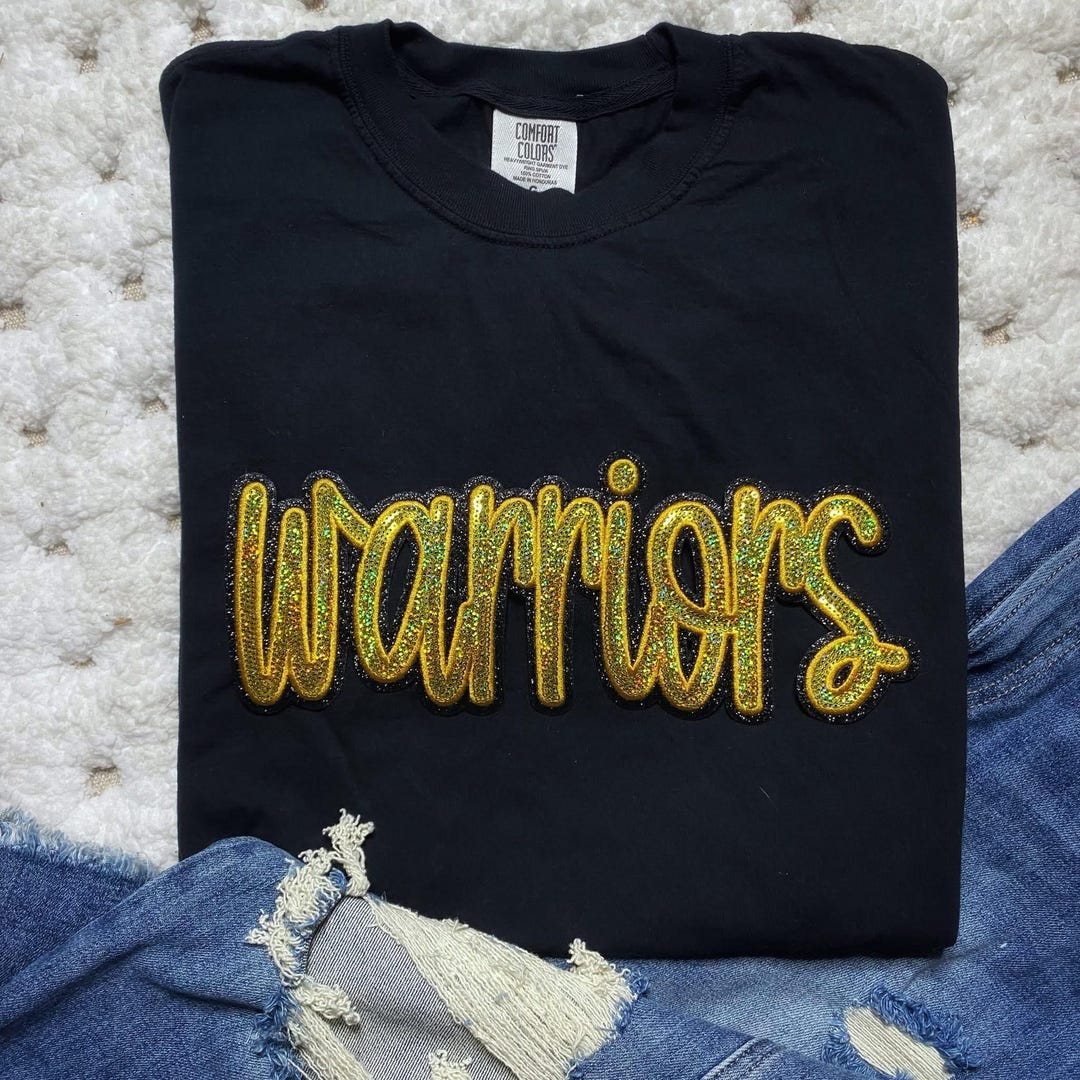 Warriors Silver Sequin Patch Shirt or Sweatshirt - Etsy