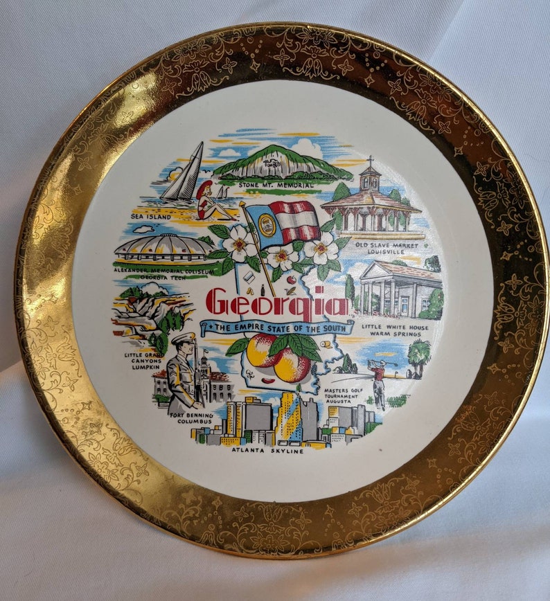 Vintage Collectable Georgia State Plate, Tourist Memorabilia, Travel ...
