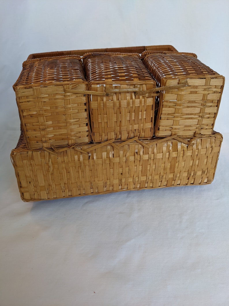 Wicker Caddy/ Vintage Wicker Caddy Basket/ Collectable - Etsy