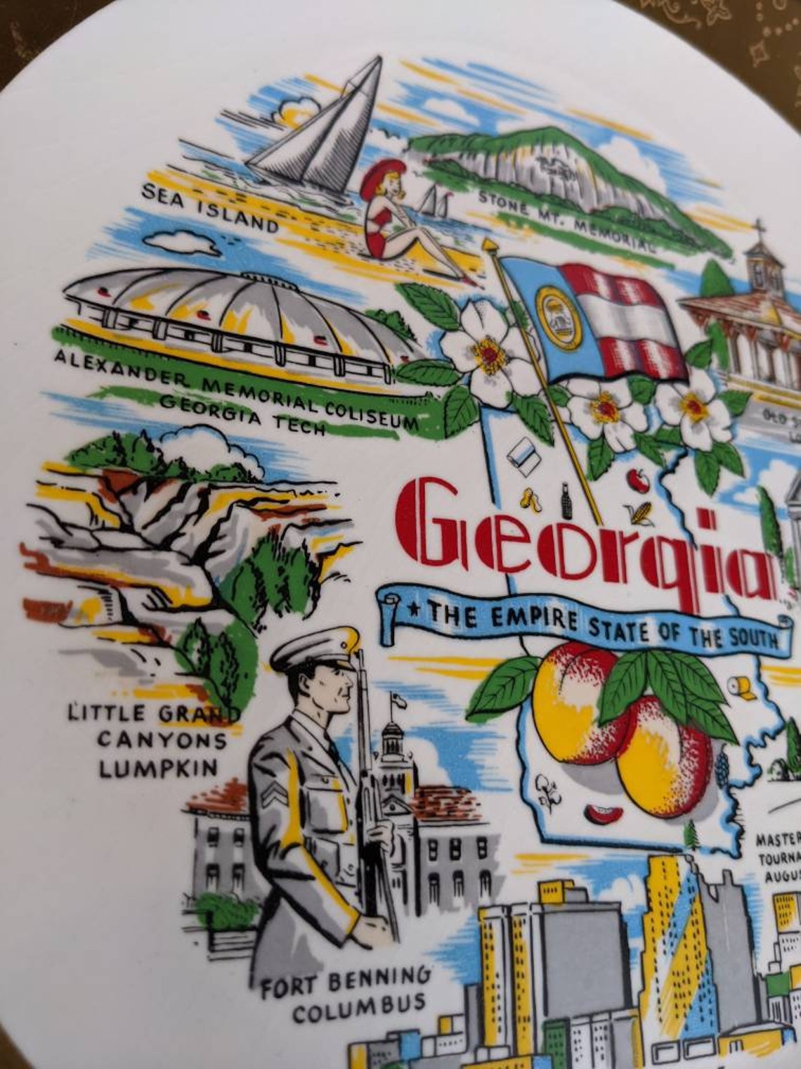 Vintage Collectable Georgia State Plate, Tourist Memorabilia, Travel ...