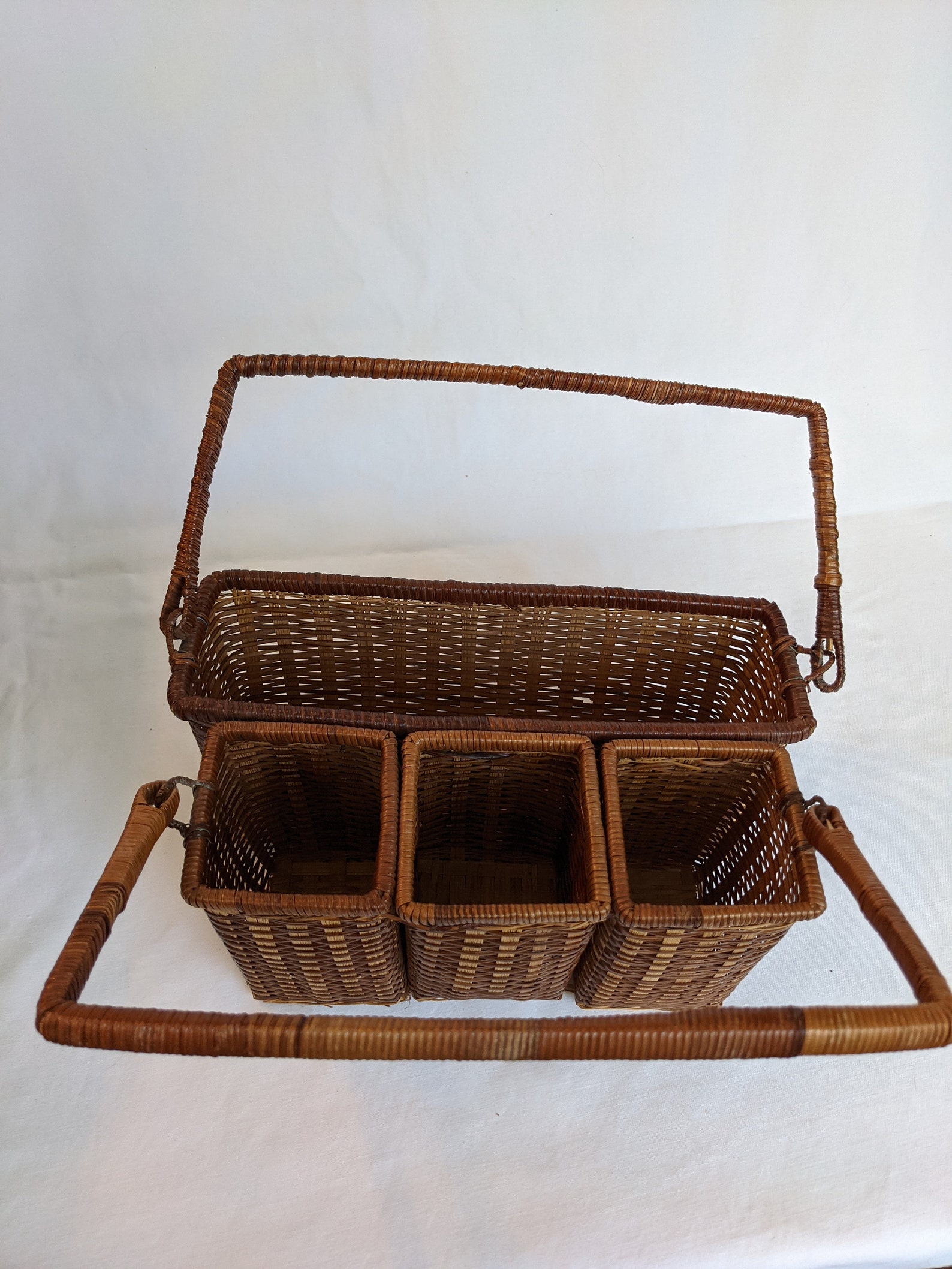 Wicker Caddy/ Vintage Wicker Caddy Basket/ Collectable Baskets/ Vintage ...