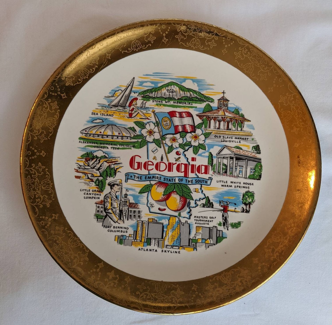 Vintage Collectable Georgia State Plate, Tourist Memorabilia, Travel ...