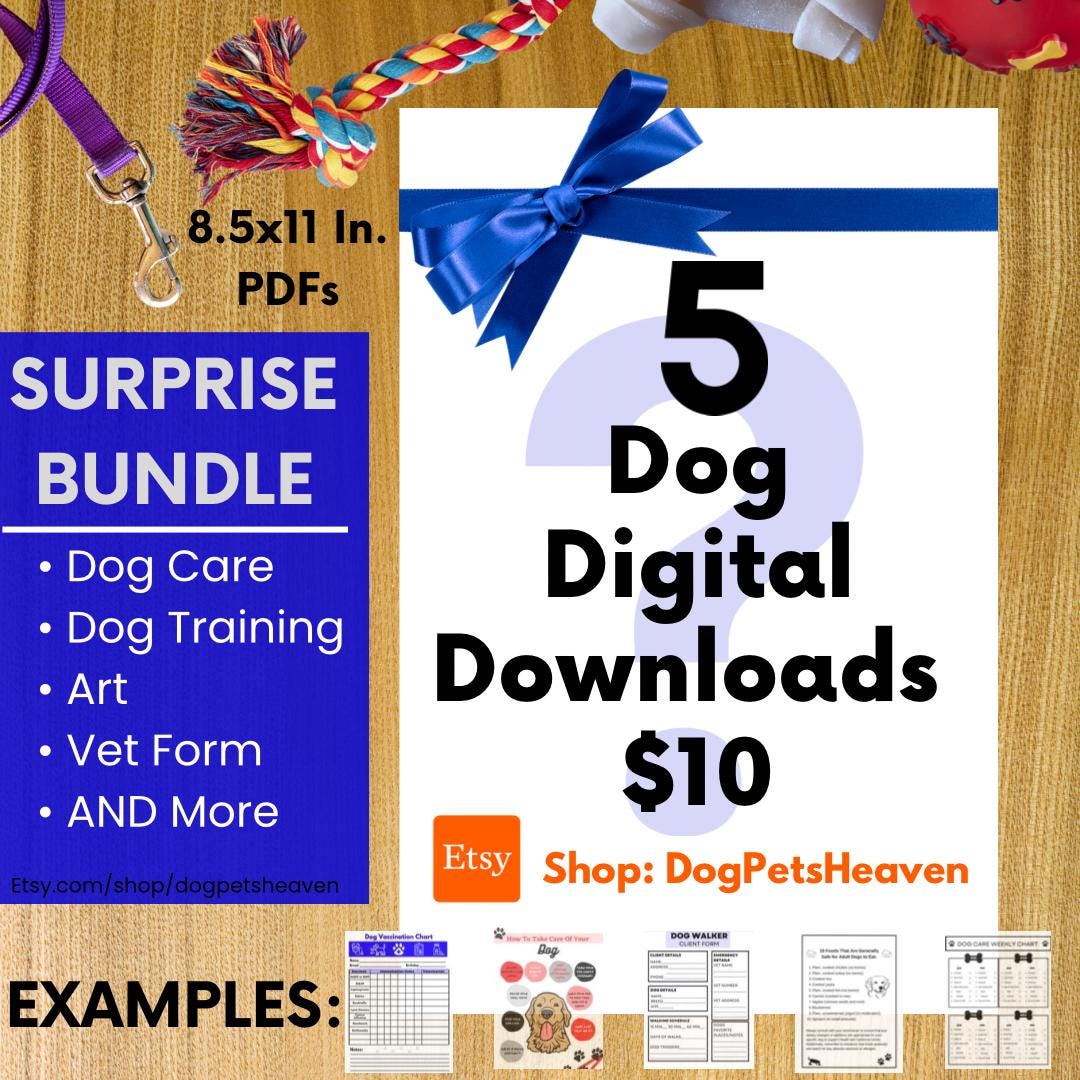 Dog Care Printable Bundle | 5 PDF Downloads for Dog Owners | Dog ...