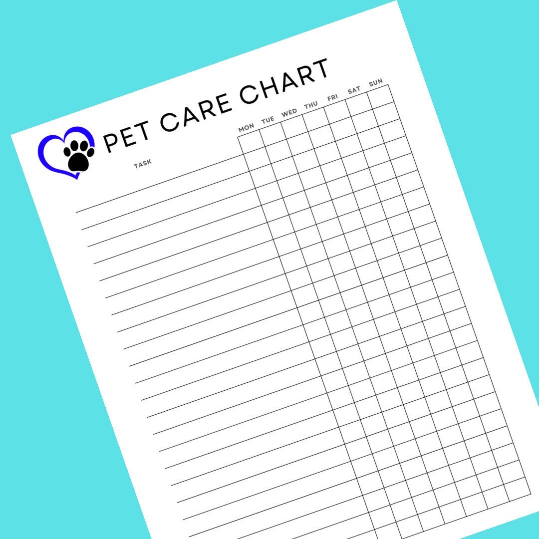 Pet Care Chart Download, Pet Health Record, Pet Sitter Notes, Pet Care ...