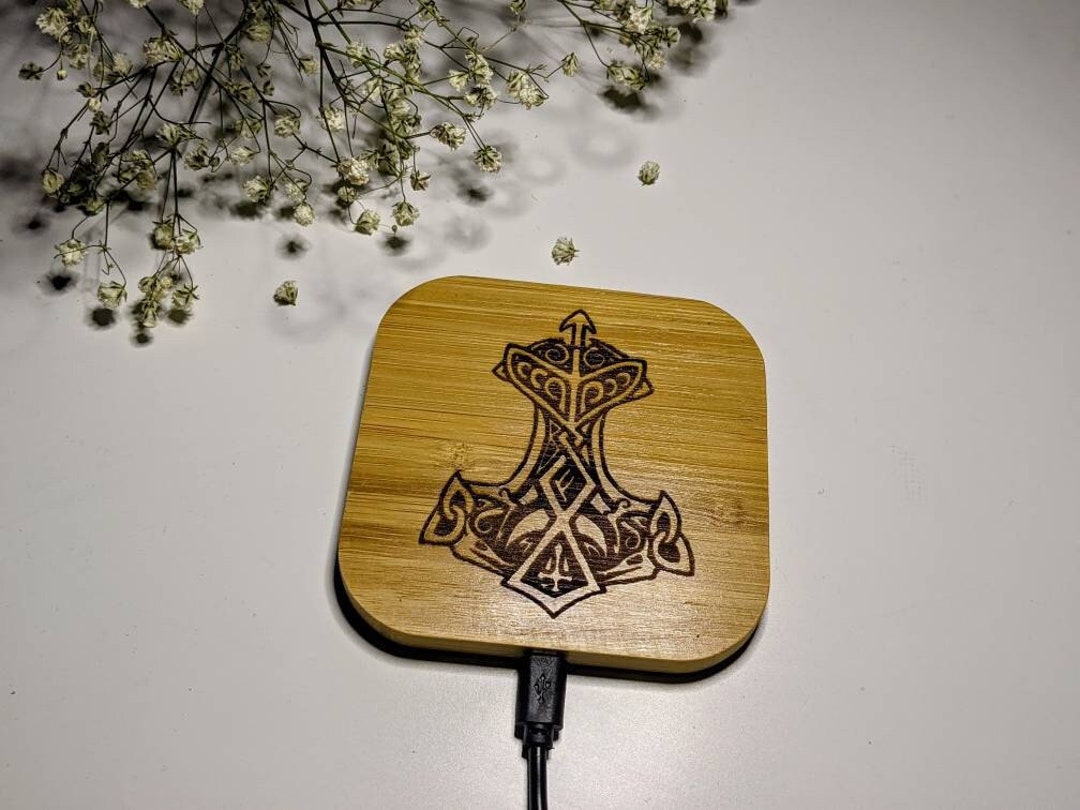 Mjolnir Wood Wireless Charger: Viking Phone Charger, QI Compatible - Etsy