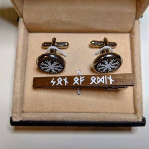 Viking Cufflinks and Tie Clip Set, Wooden Tie Clip, Wooden Cufflinks ...