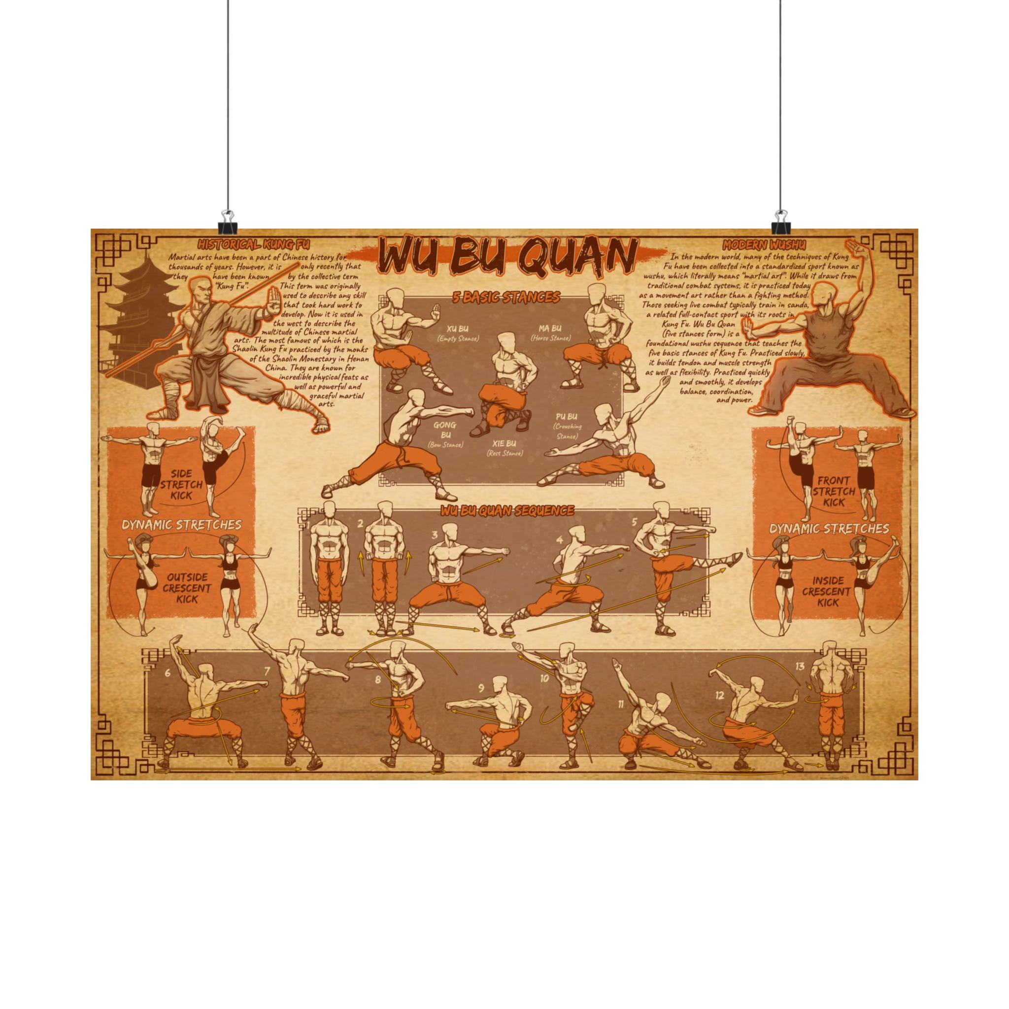 Wu Bu Quan Kung Fu Martial Arts Poster | Kung Fu Exercise Chart - Etsy