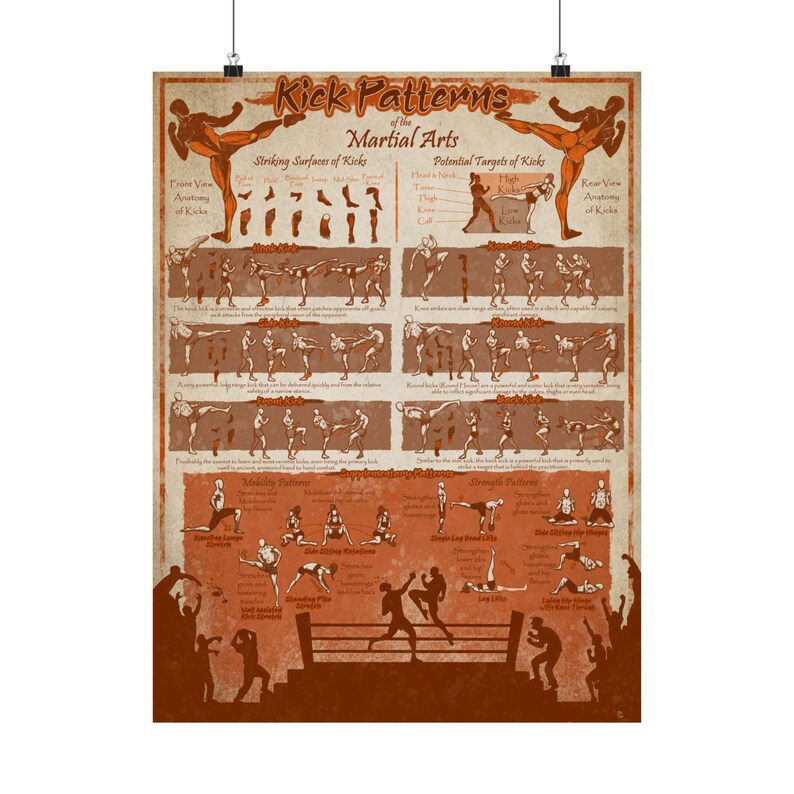 Home Gym Martial Arts Kicks Poster! (grey Variation) - Etsy