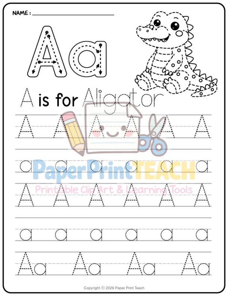 Alphabet Animal Tracing Worksheets Kindergarten Pre-k Preschool ABC ...