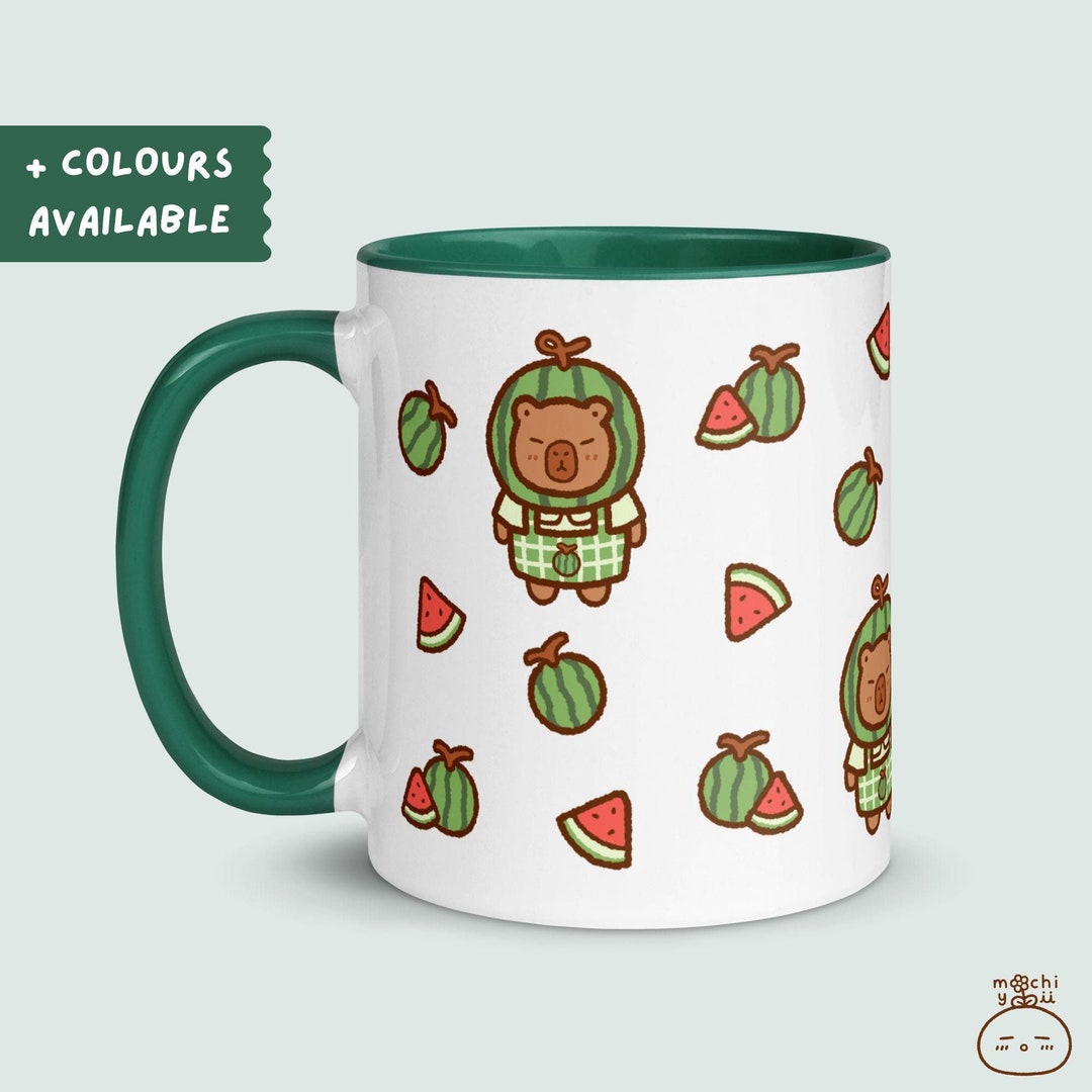 Cappy Life Fruits | Cute Capybara Watermelon Mug| 11 Oz White Ceramic ...