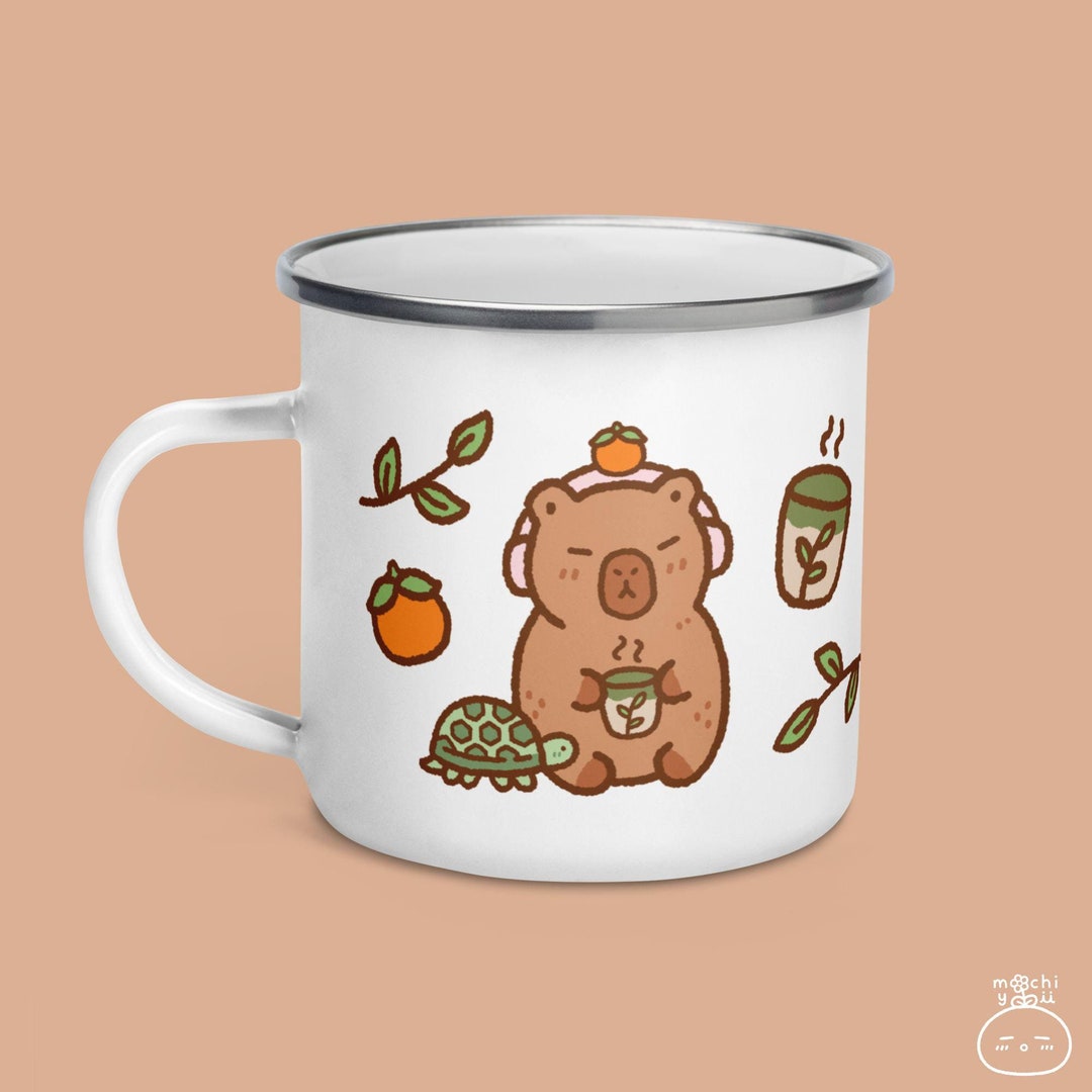 Cappy Tea Time | Capybara Camping Mug | Cute Animal Gift | Turtle ...