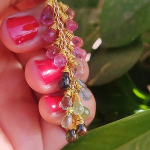 Tourmaline Earrings / Ombre Watermelon Gemstone Earrings/ Best Birthday ...