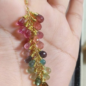 Tourmaline Earrings / Ombre Watermelon Gemstone Earrings/ Best Birthday ...