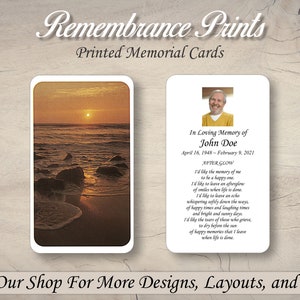 Printed Ocean Sunset Photo Memorial Cards - Etsy