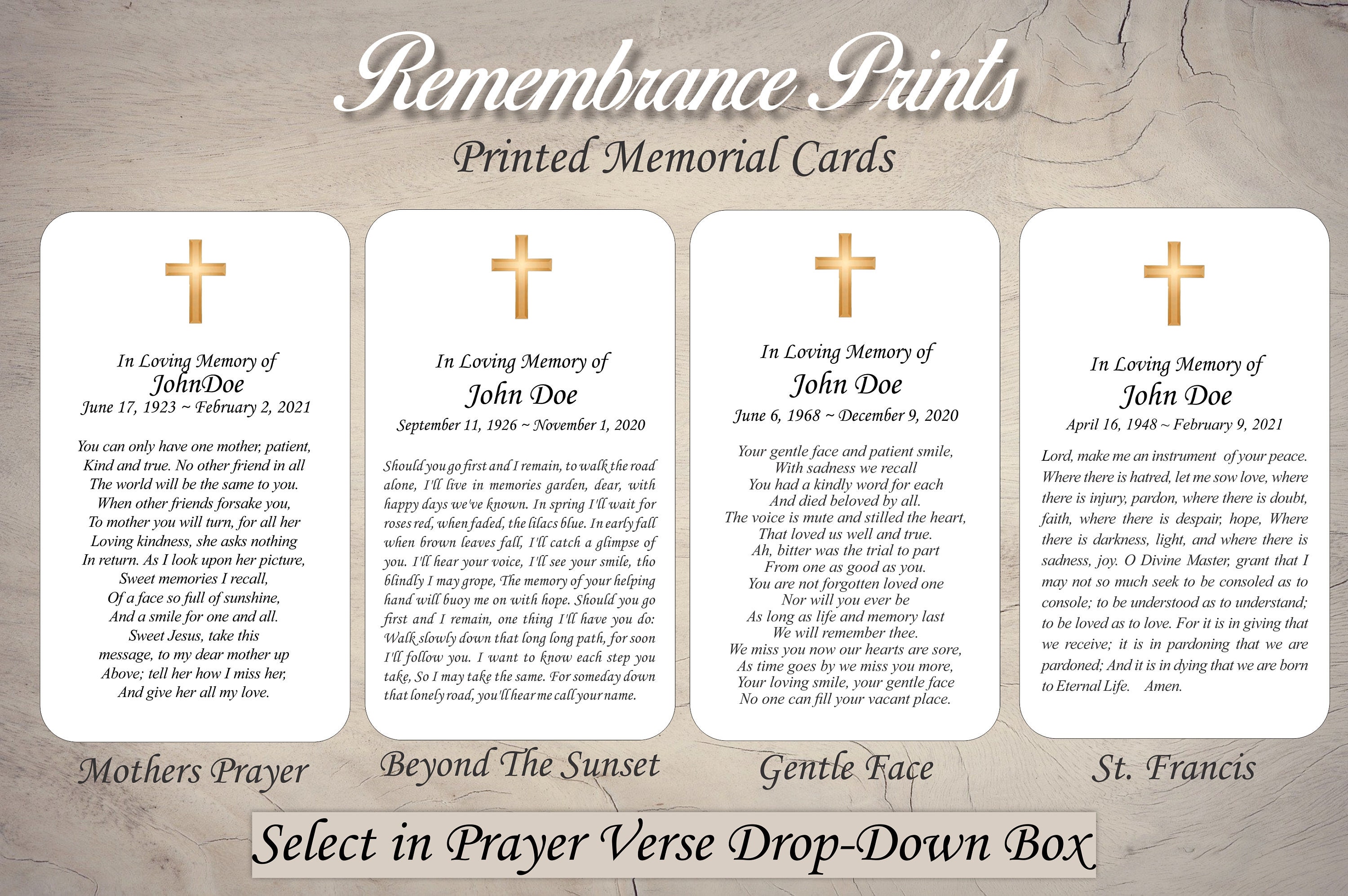 Personalized Prince of Peace Memorial Prayer Cards - Etsy
