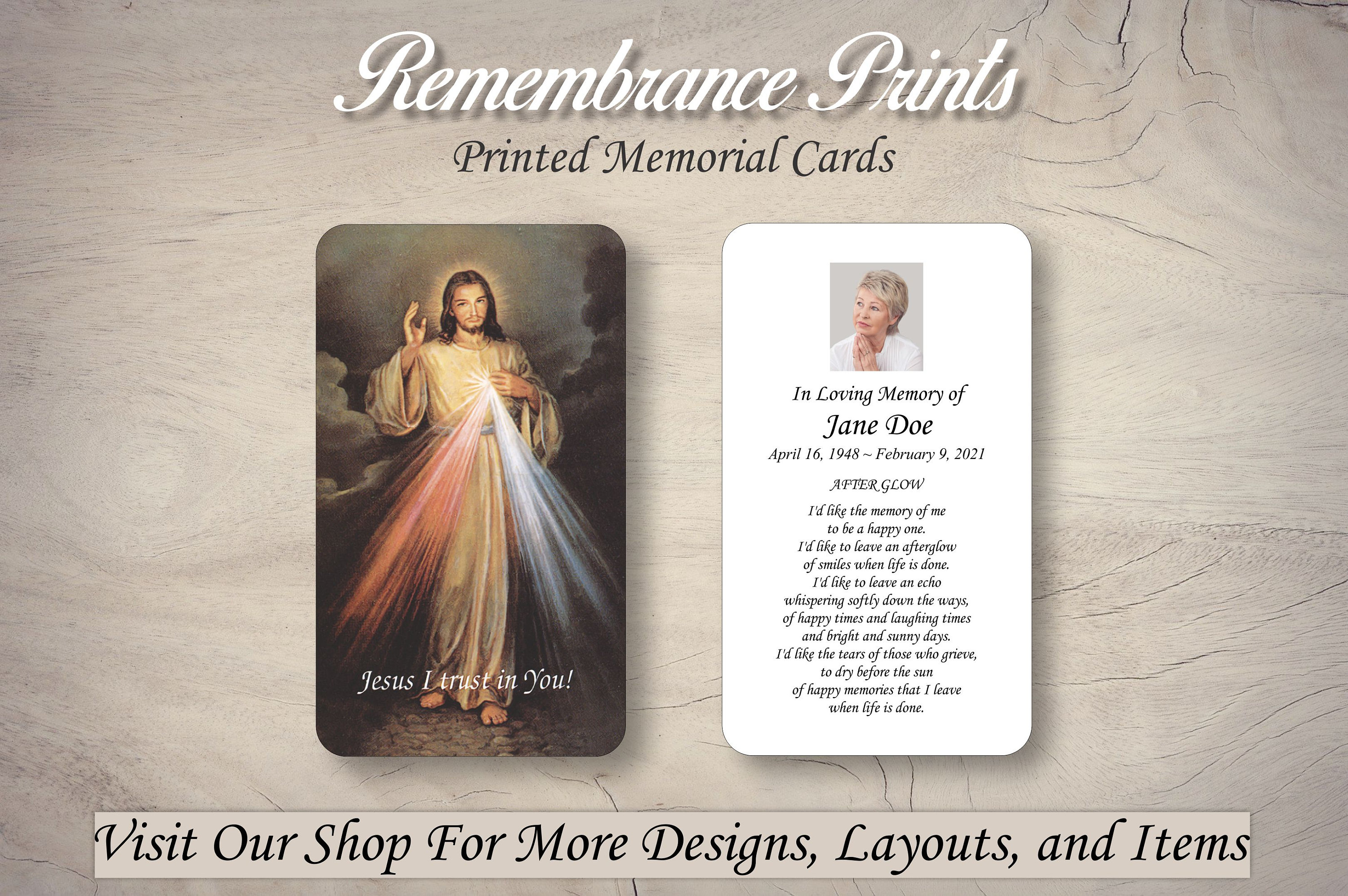 Divine Mercy Memorial Card With Photo - Etsy