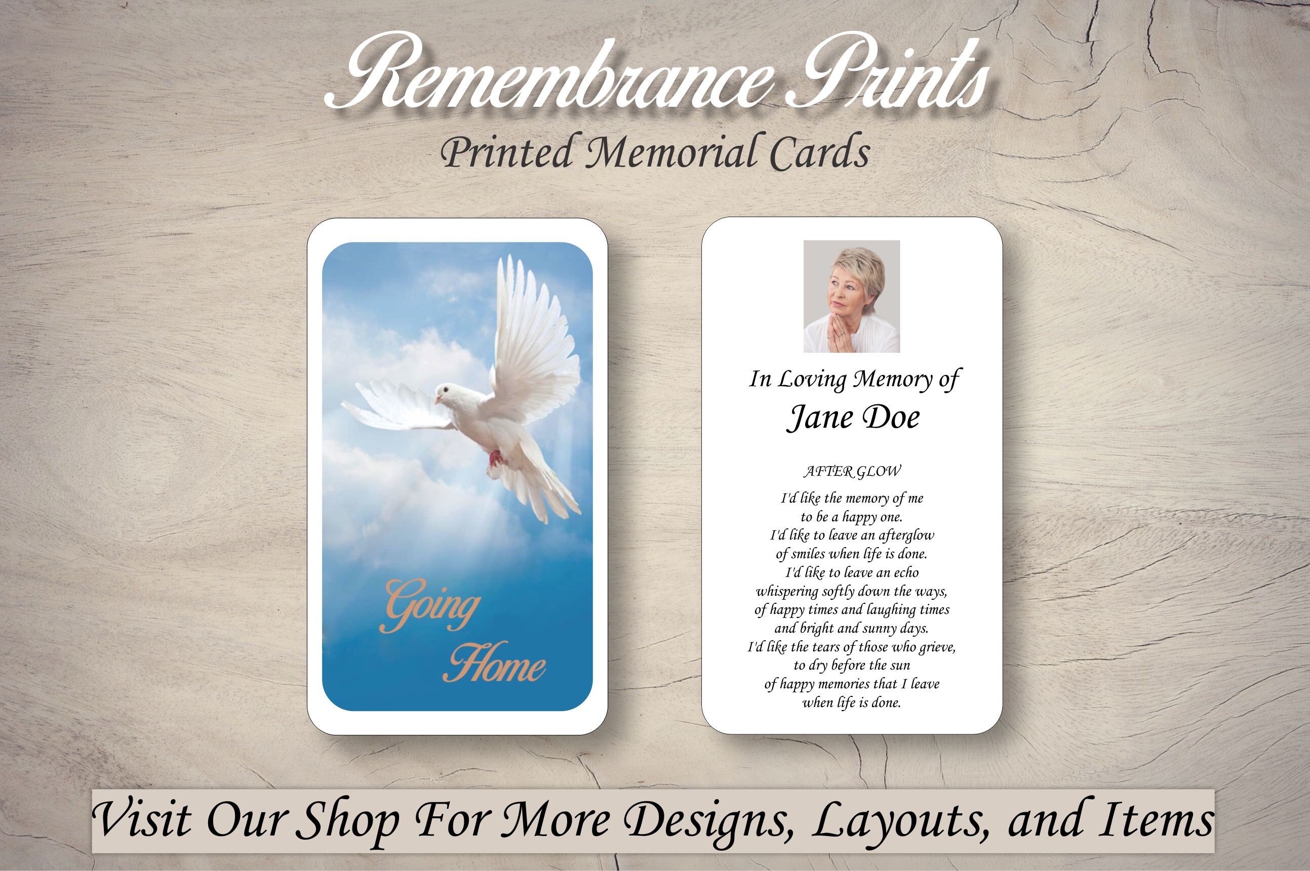 Dove Memorial Cards With Photo - Etsy