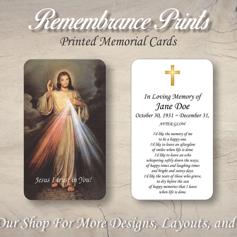 Personalized Funeral Memorial Cards - Etsy