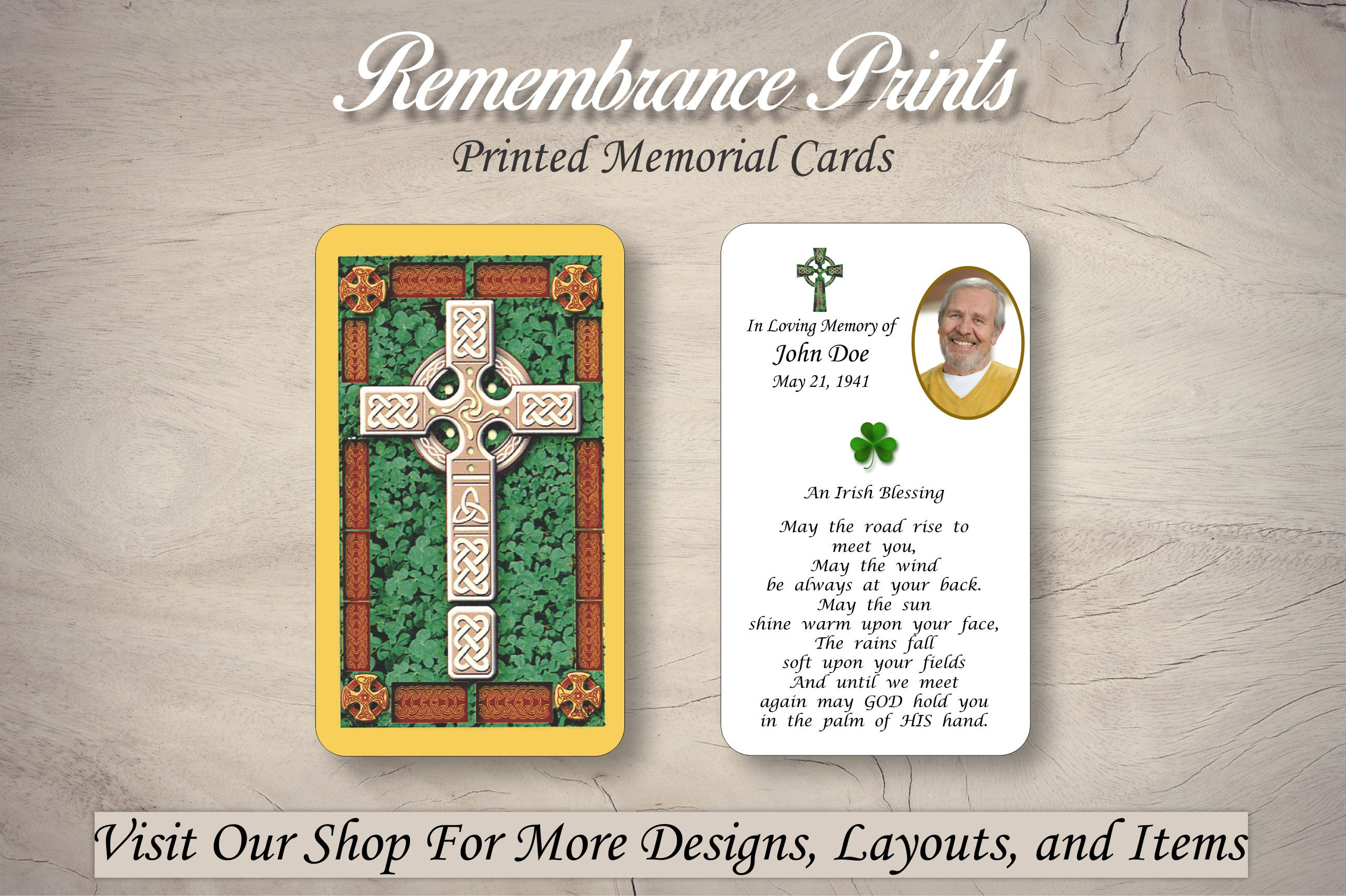 Irish Blessing Celtic Cross Photo Memorial Cards qty. 50 - Etsy