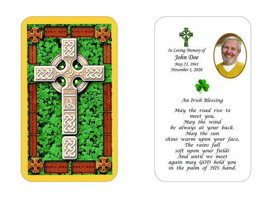Irish Blessing Celtic Cross Photo Memorial Cards Qty. 50 | Etsy